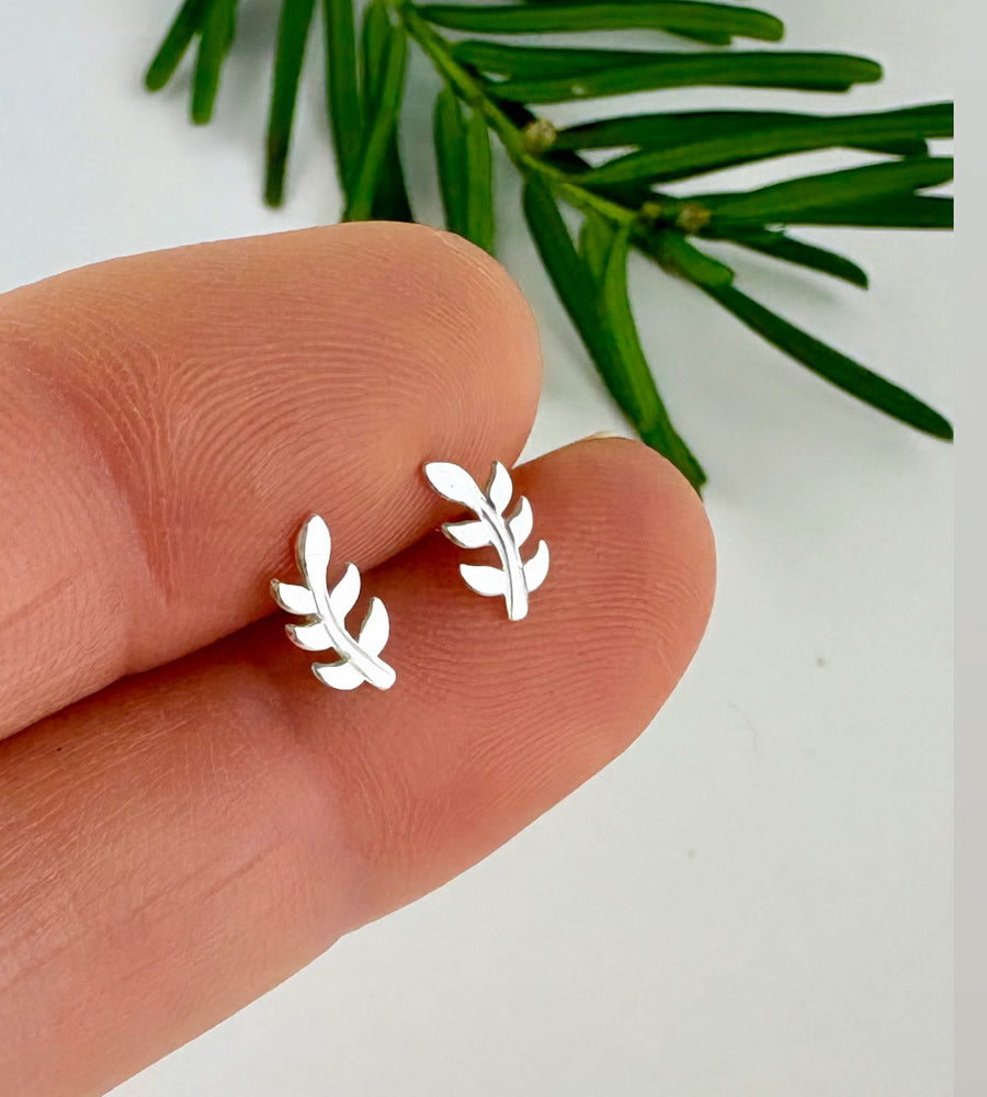 Sterling silver Small Leaf Climber Studs | Lucy & Jane Earrings – Lucy ...