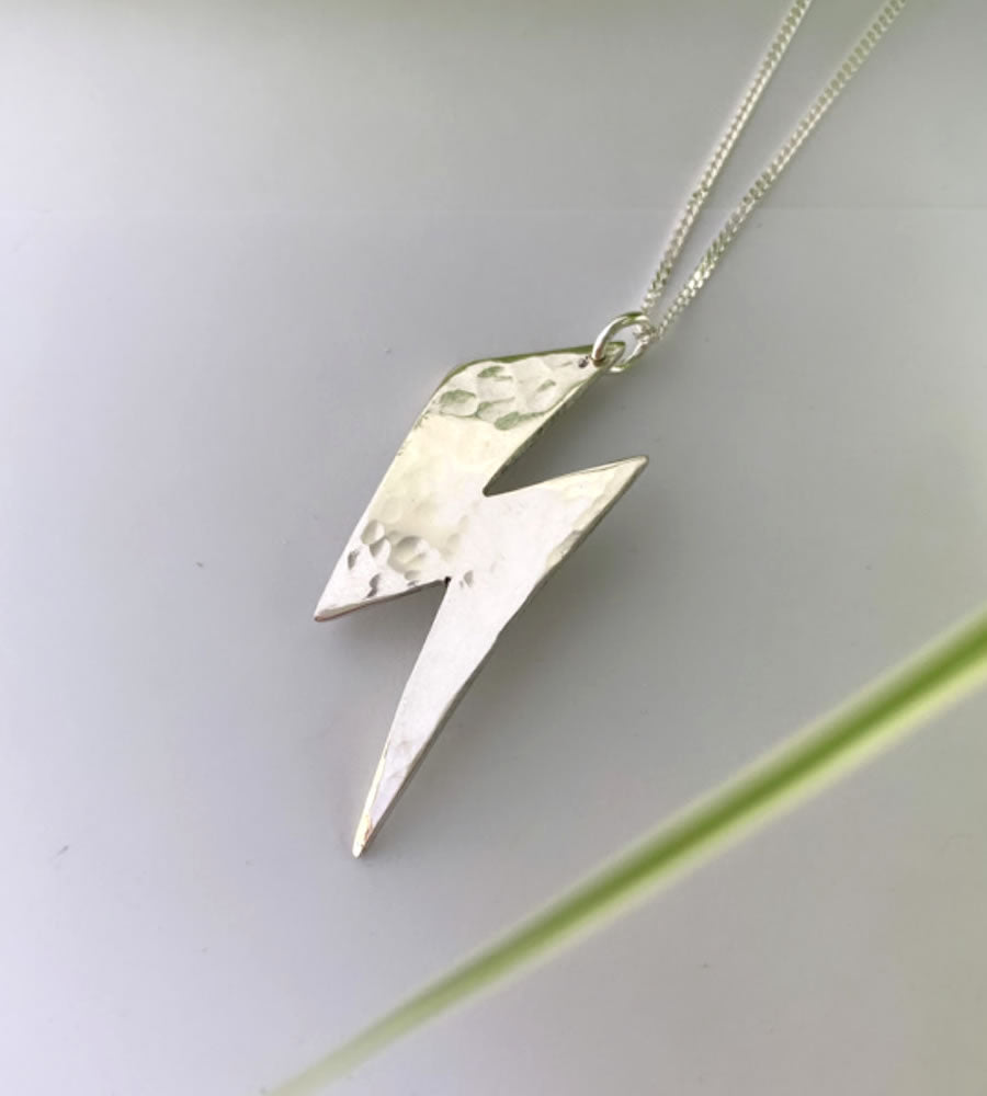 Sterling Silver Large Lightning Bolt Necklace – Lucy and Jane